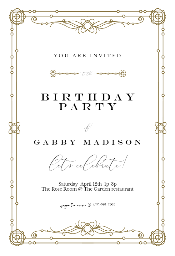 Decorative Details Panel - Birthday Invitation Template (Free ...
