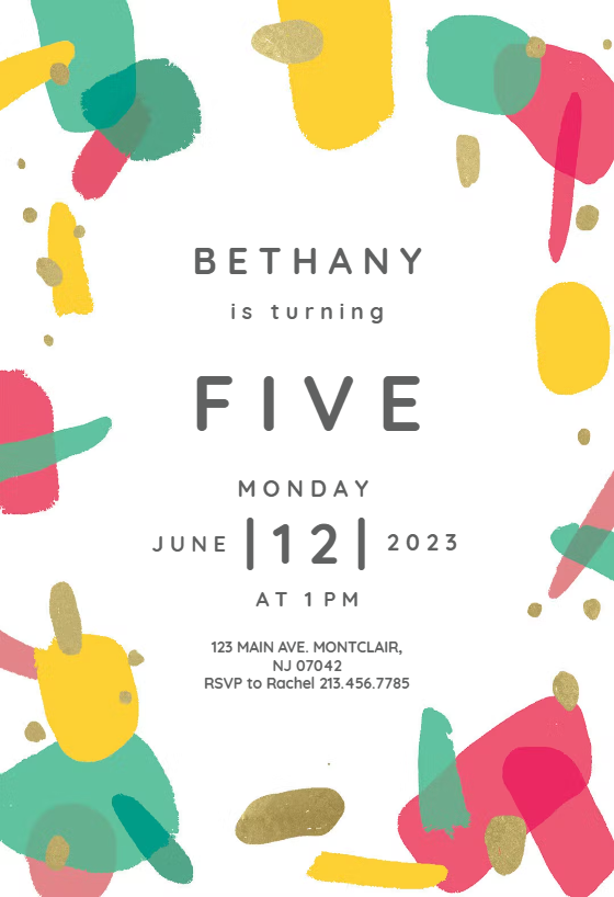 Color Splash - Birthday Invitation Template (Free) | Greetings Island