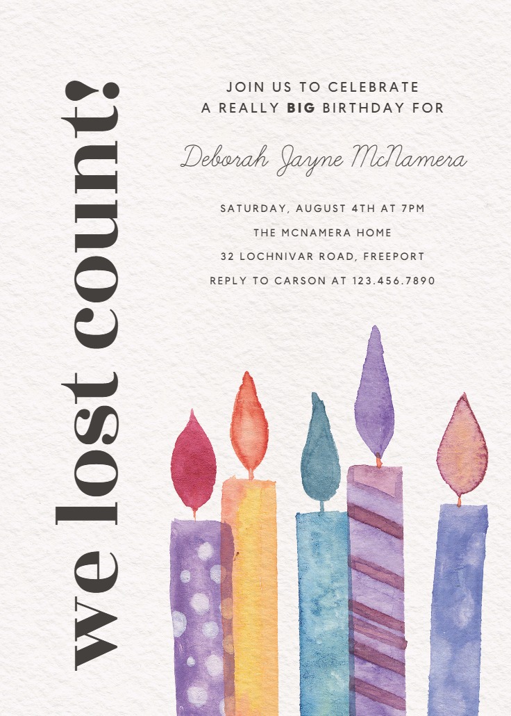 Colorful Candles - Birthday Invitation Template (Free) | Greetings Island
