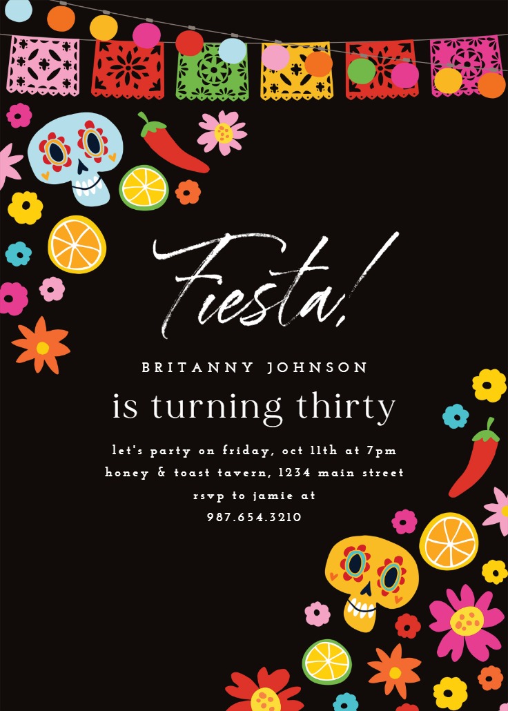 Colorful Fiesta - Birthday Invitation Template (Free) | Greetings Island