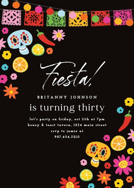 Colorful Fiesta - Birthday Invitation Template (Free) | Greetings Island