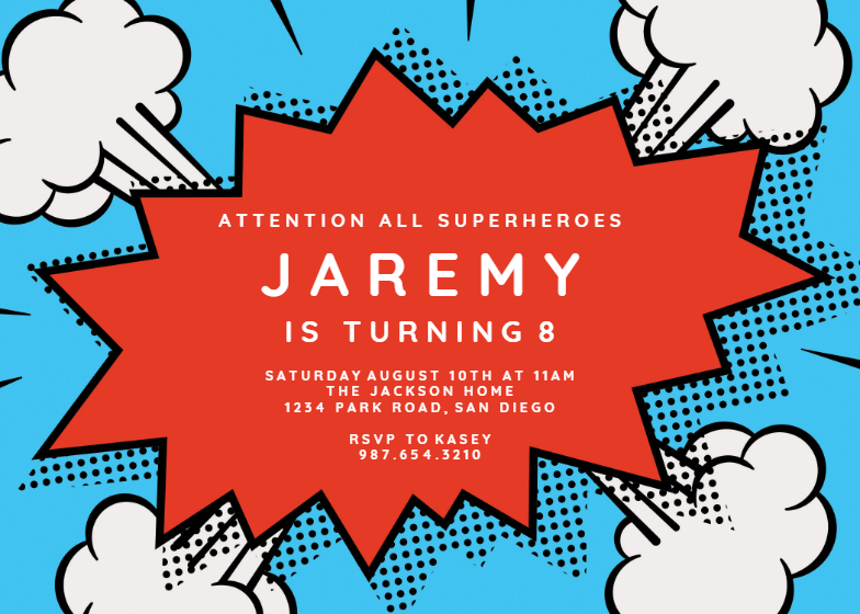Comic Book - Birthday Invitation Template (Free) | Greetings Island