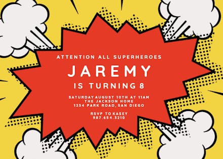 Comic Book - Birthday Invitation Template (Free) | Greetings Island