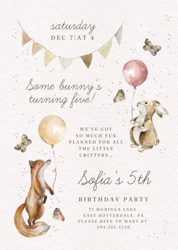 Critter Celebration - Birthday Invitation Template | Greetings Island