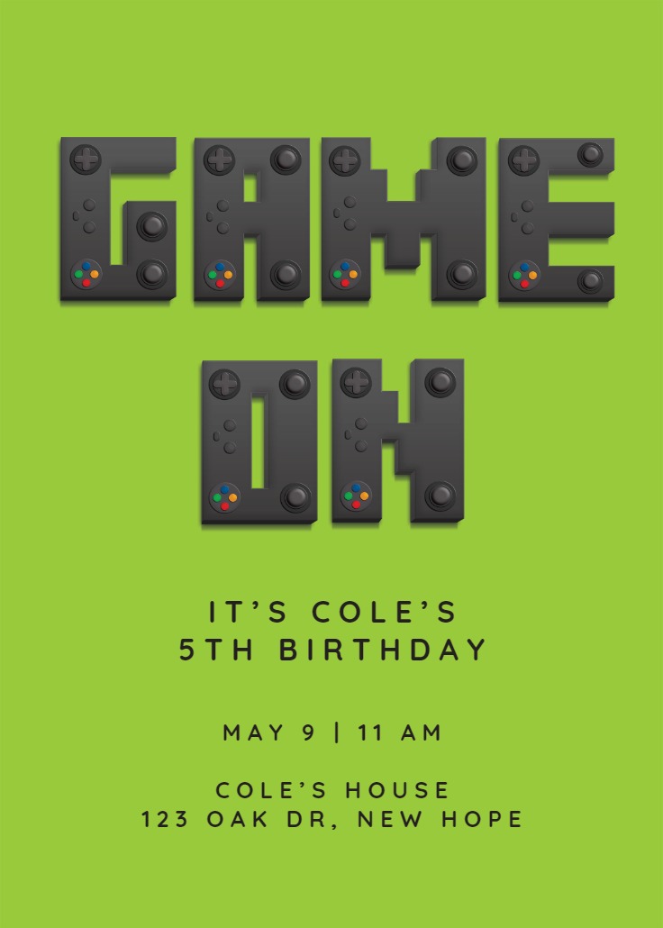 Video Game Party - Birthday Invitation Template (Free) | Greetings Island
