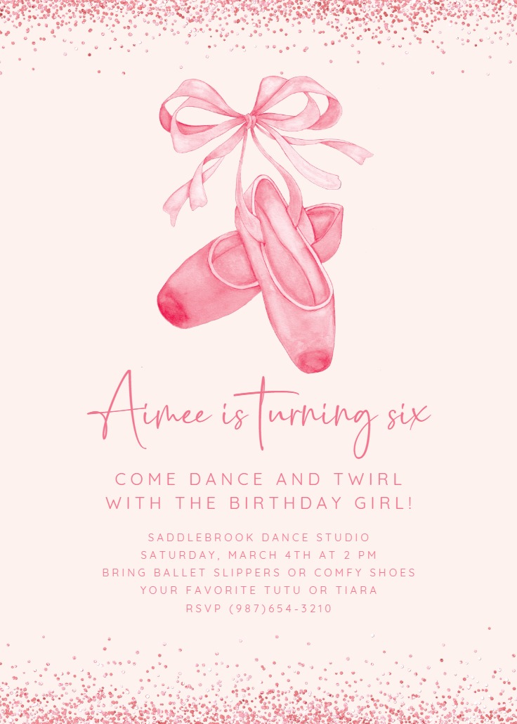 Ballerina Dance - Birthday Invitation Template (Free) | Greetings Island
