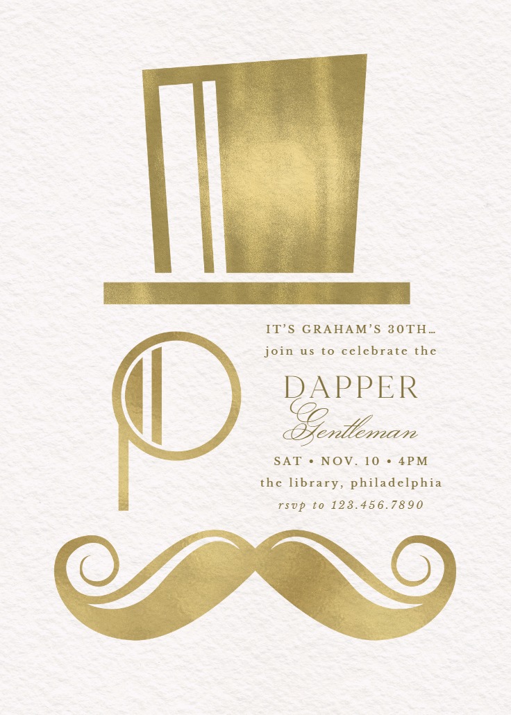 Dapper Gentleman - Birthday Invitation Template (Free) | Greetings Island