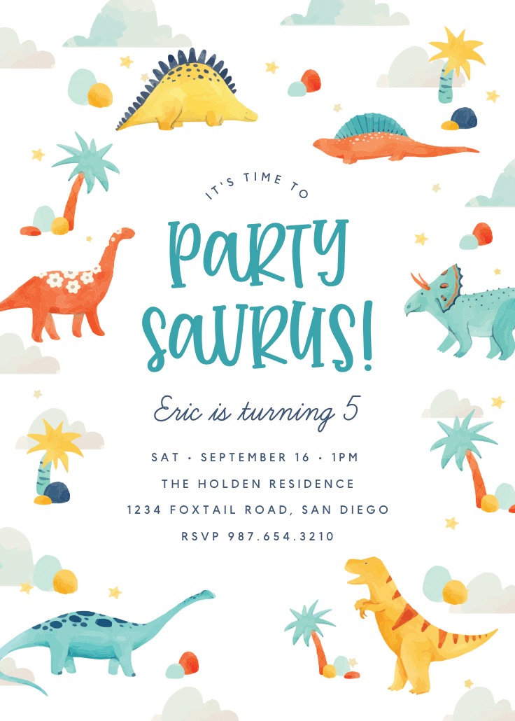 Dinosaur Party Invitation Templates (Free) | Greetings Island