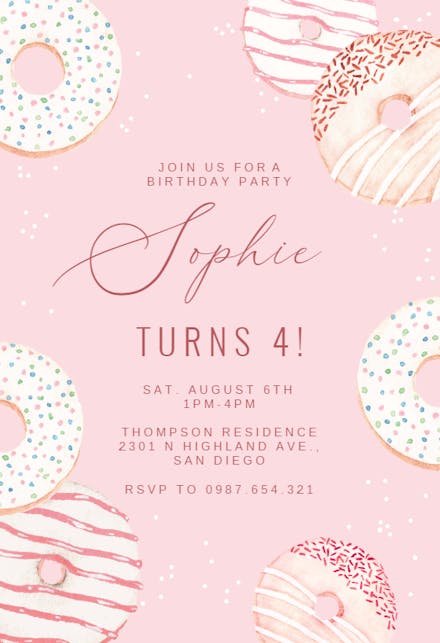 Donuts & Sprinkles - Birthday Invitation Template (Free) | Greetings Island