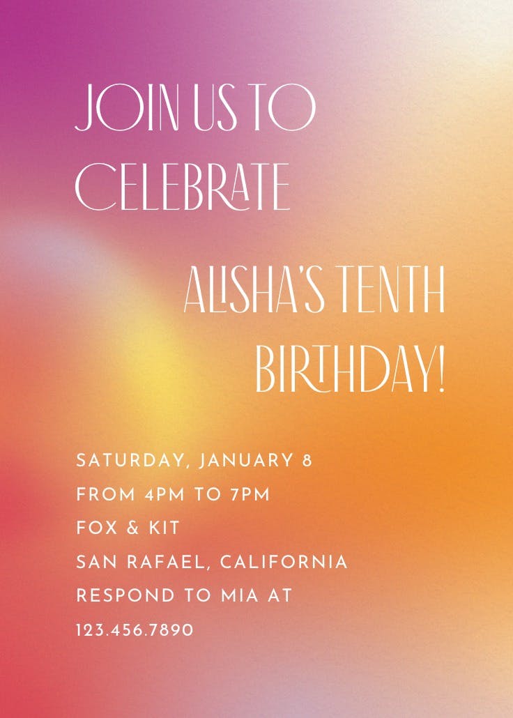 Dreamlike Gradient - Invitación De Fiesta (Gratis) | Greetings Island