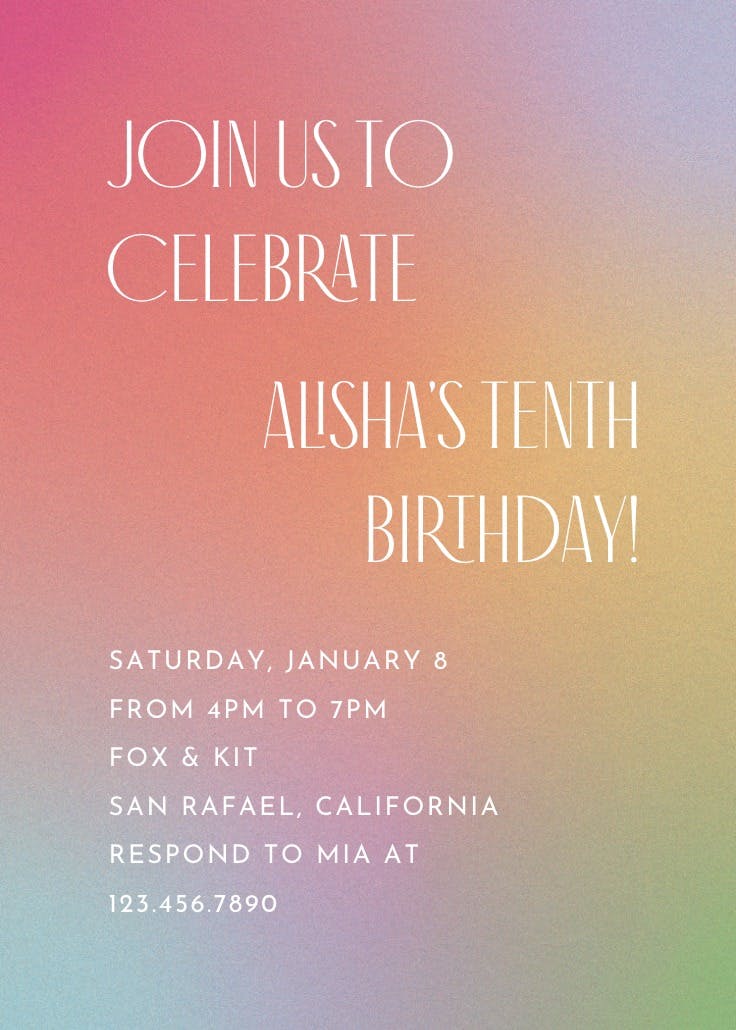 Dreamlike Gradient - Invitación De Fiesta (Gratis) | Greetings Island