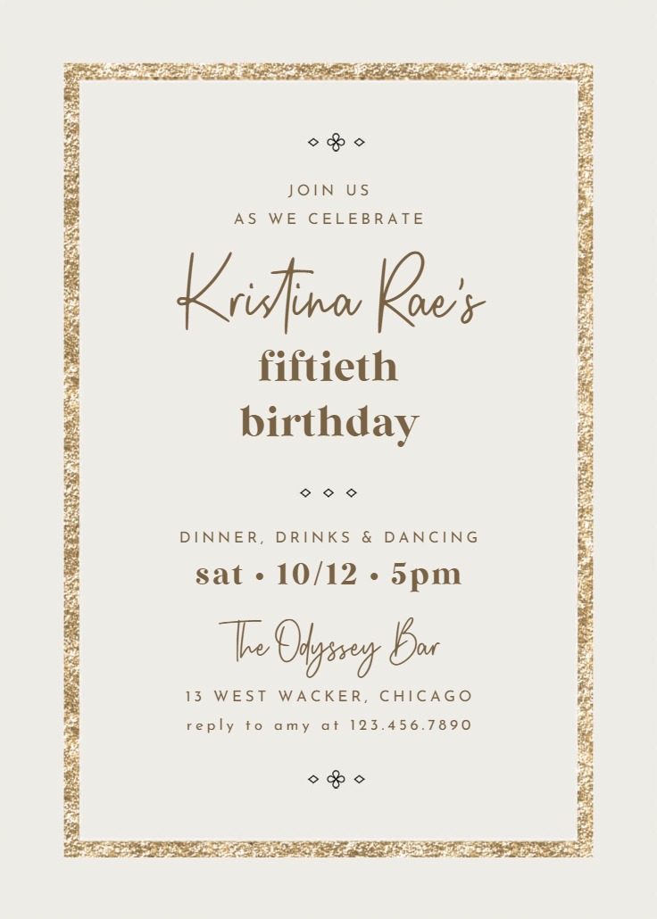 Elegant Gold - Birthday Invitation Template (Free) | Greetings Island