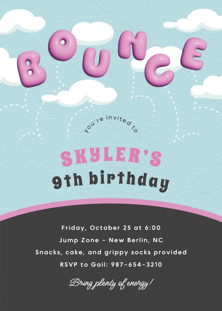 Everybody Bounce - Birthday Invitation Template (Free) | Greetings Island