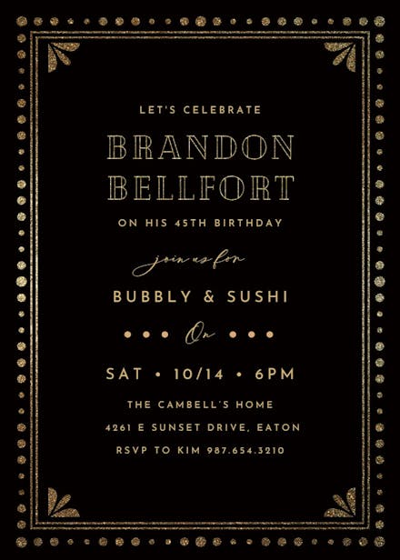 Fancy Night - Birthday Invitation Template | Greetings Island