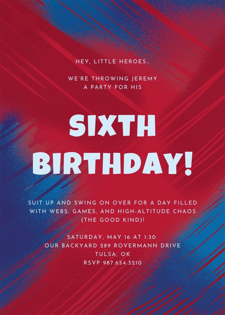 Favorite Hero - Birthday Invitation Template (Free) | Greetings Island