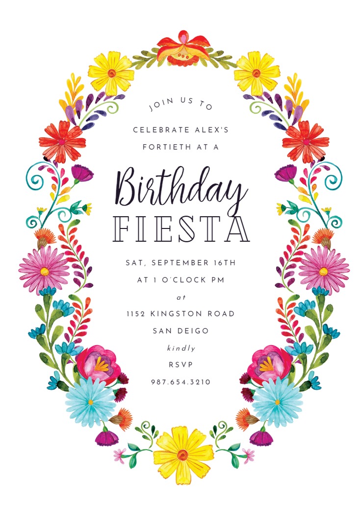 Flags And Flowers - Birthday Invitation Template (Free) | Greetings Island