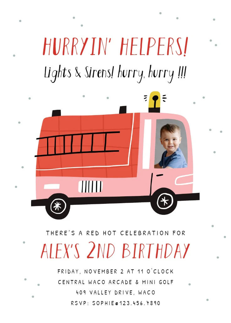 Fire Station Celebration - Birthday Invitation Template (Free ...