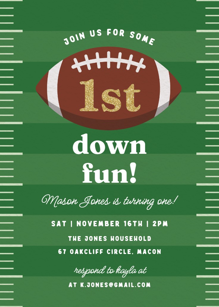 First Down Fun - Birthday Invitation Template (Free) | Greetings Island
