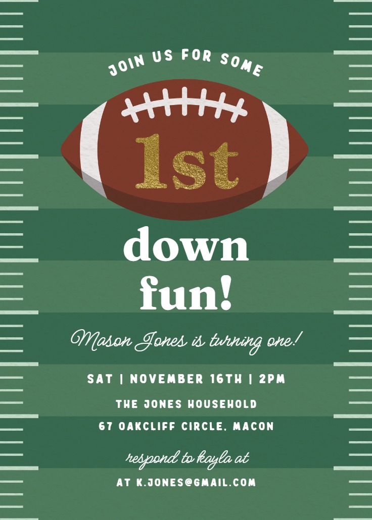 First Down Fun - Birthday Invitation Template (Free) | Greetings Island