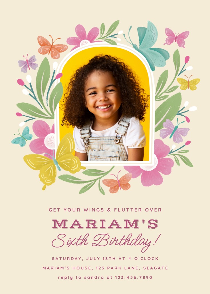 Fluttering garden - Birthday Invitation Template | Greetings Island