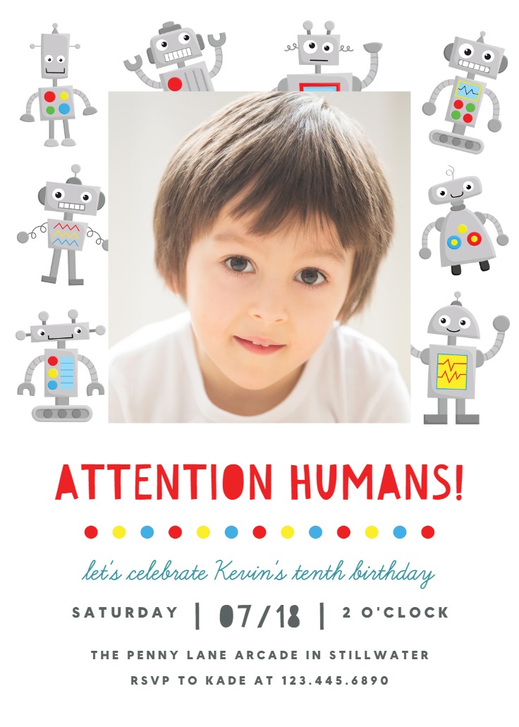Party with Bots - Birthday Invitation Template (Free) | Greetings Island