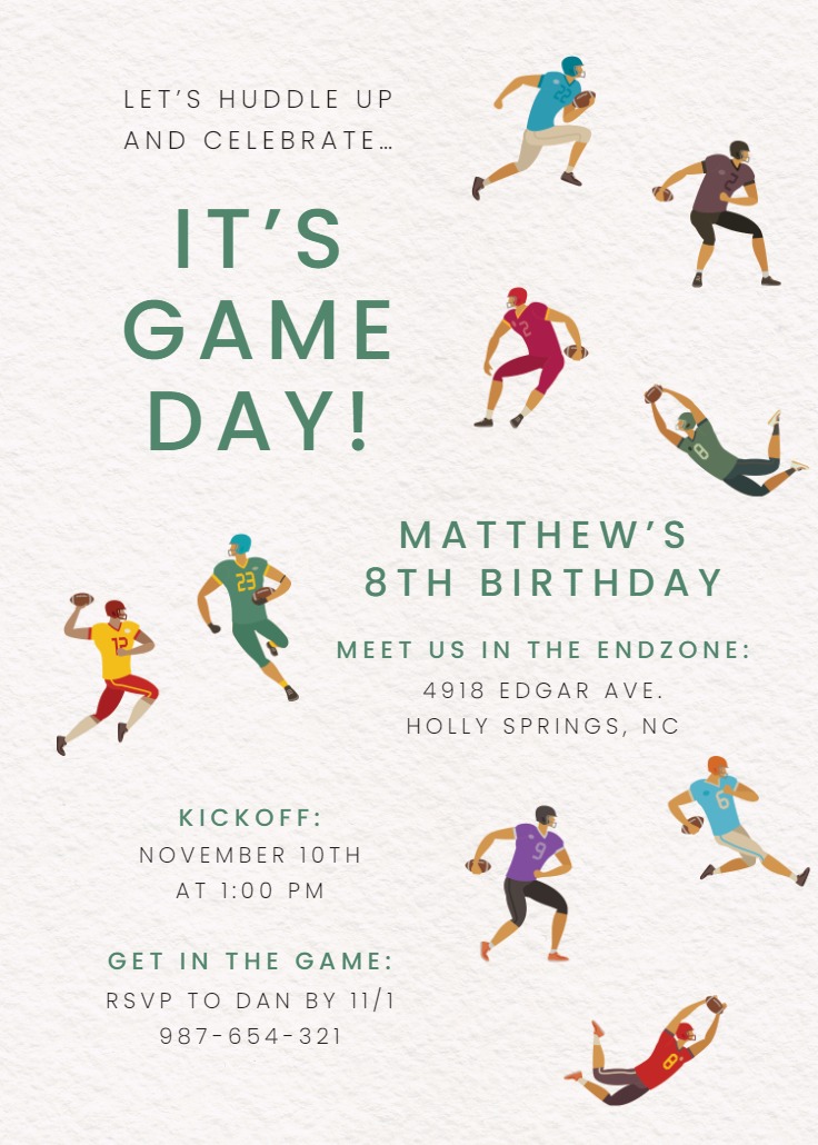 Get in the Game - Sports & games Invitation Template (Free) | Greetings ...