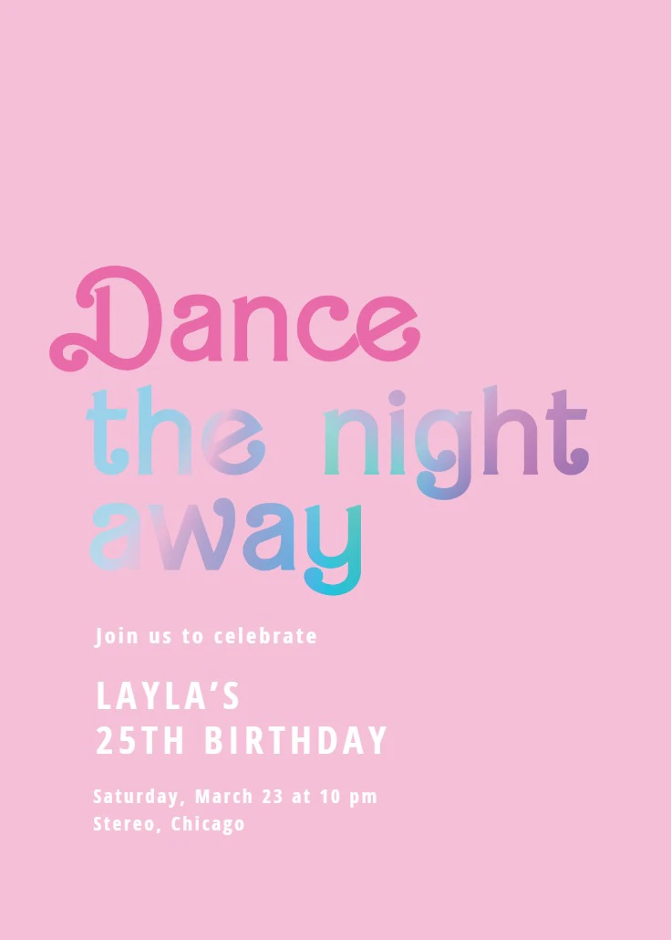 Glam Gradient - Birthday Invitation Template (Free) | Greetings Island