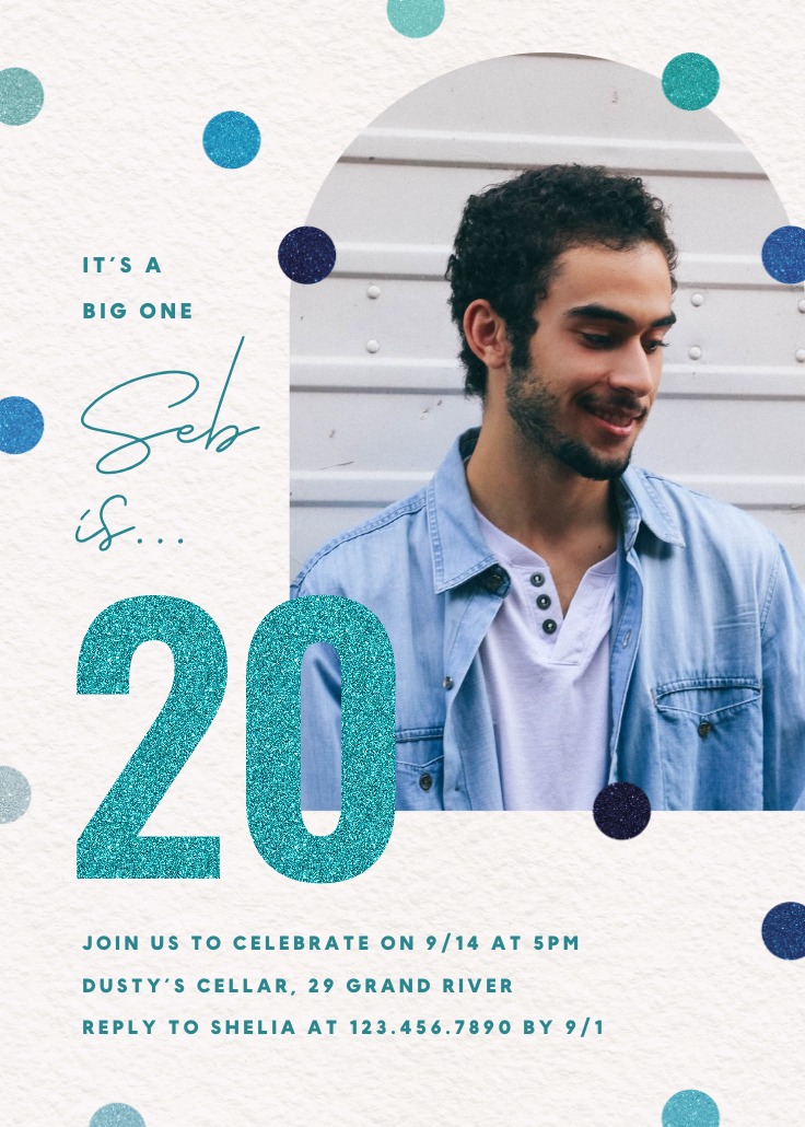 Glitter Age 20 - Party Invitation Template (Free) | Greetings Island