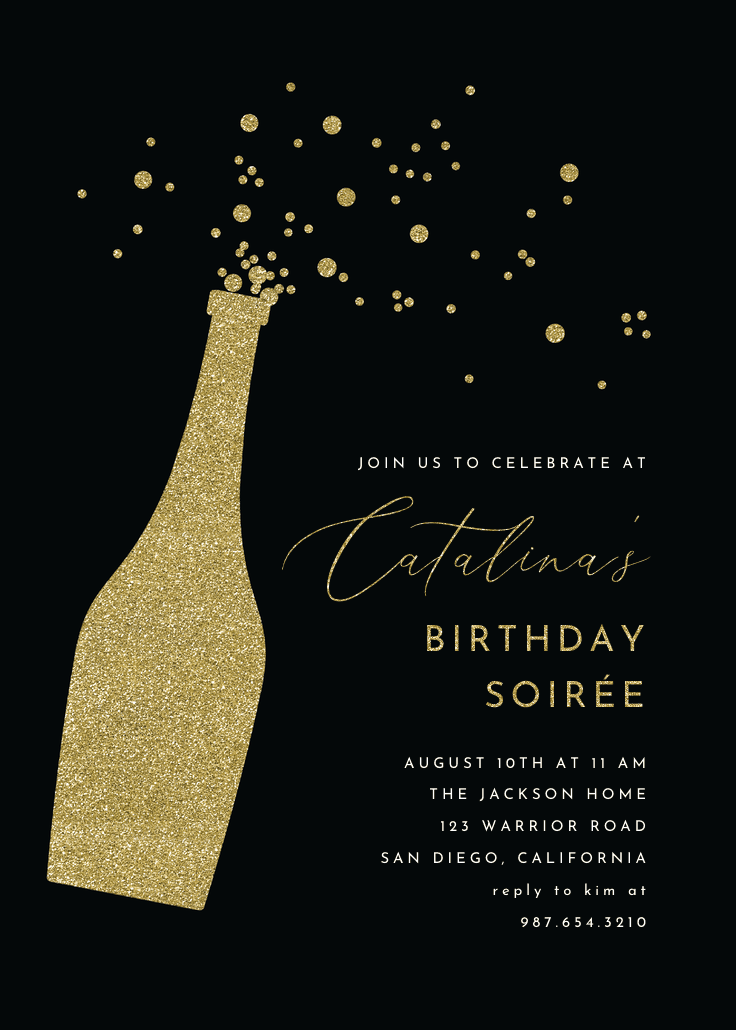 Glitter Bubbly - Invitación De Cumpleaños | Greetings Island