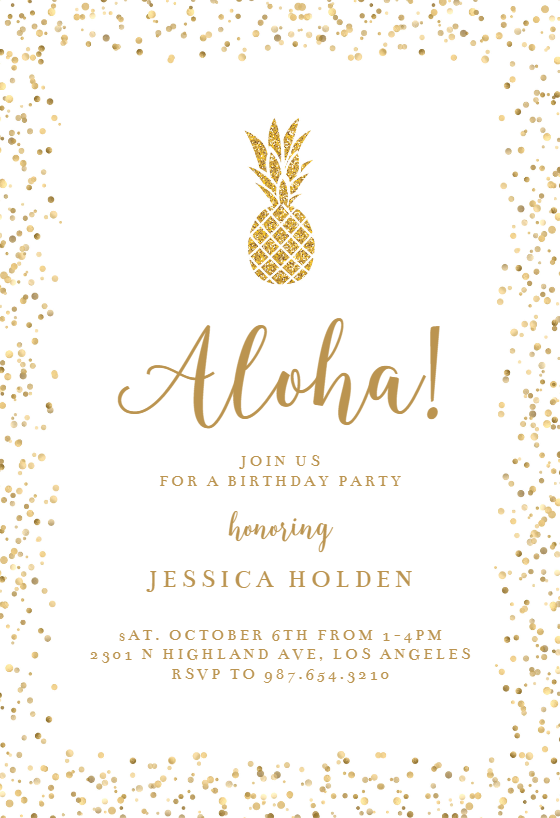 Glitter Pineapple - Birthday Invitation Template (Free) | Greetings Island