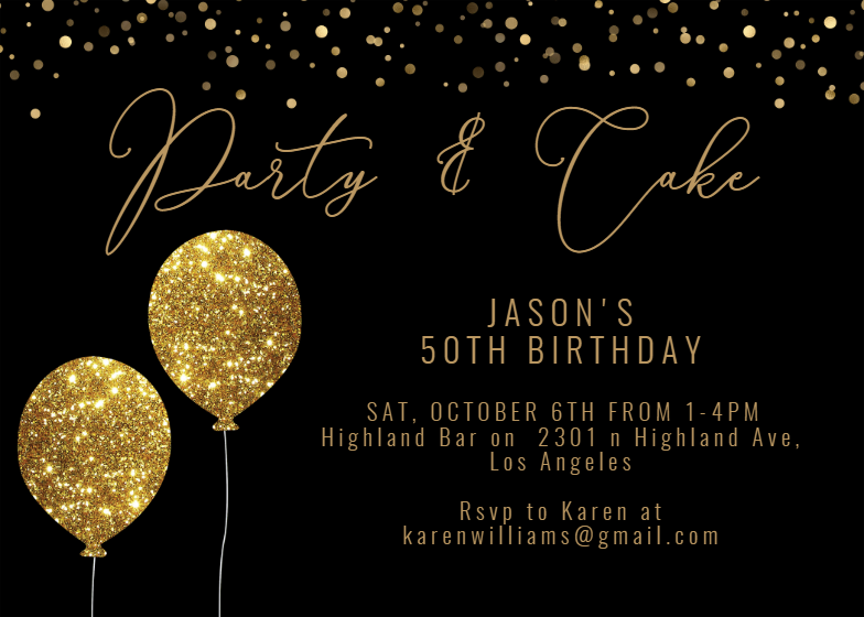 Gold Glitter - Birthday Invitation Template (Free) | Greetings Island