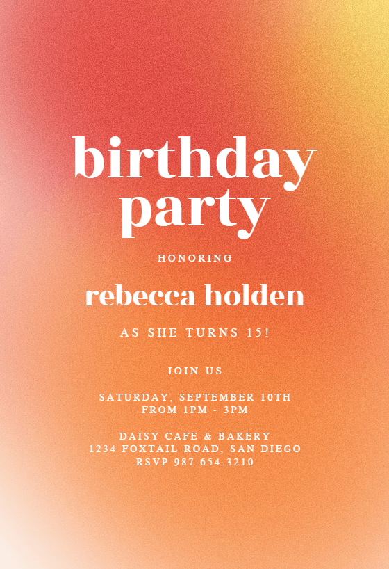 Gradient Celebration - Birthday Invitation Template (Free) | Greetings ...