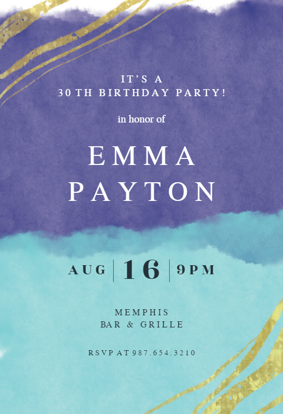 Gradient Rain - Birthday Invitation Template (Free) | Greetings Island