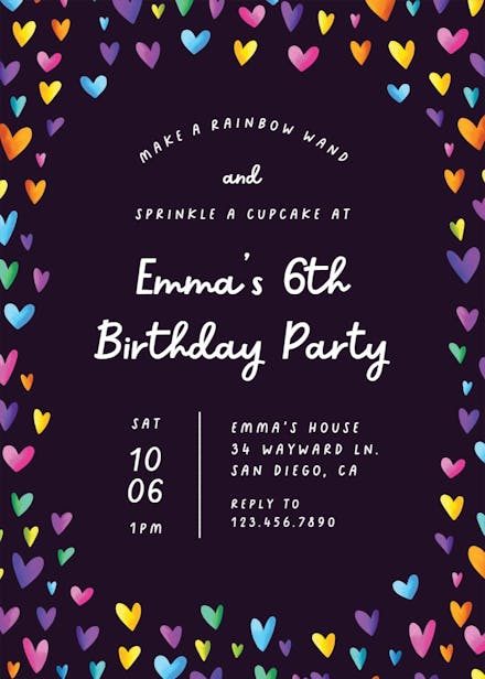 Heart Border - Birthday Invitation Template (Free) | Greetings Island