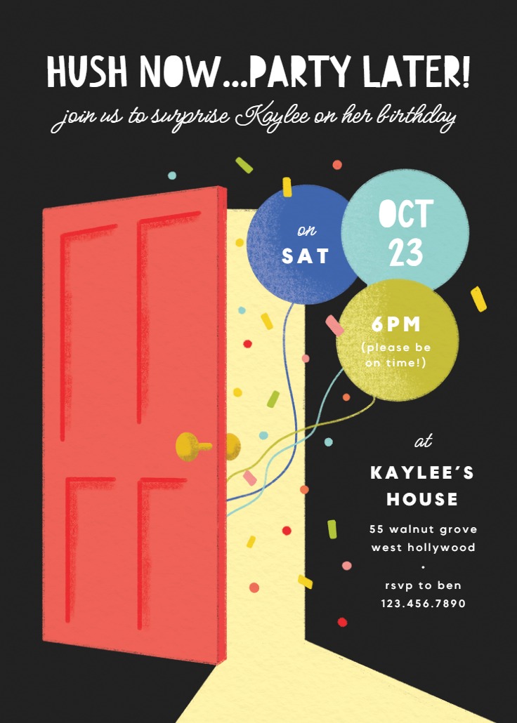 Hush Now - Birthday Invitation Template | Greetings Island