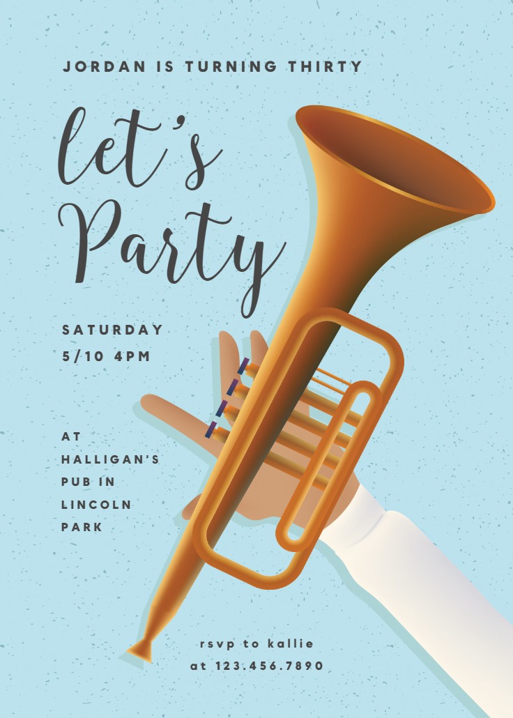Jazz music - Birthday Invitation Template (Free) | Greetings Island
