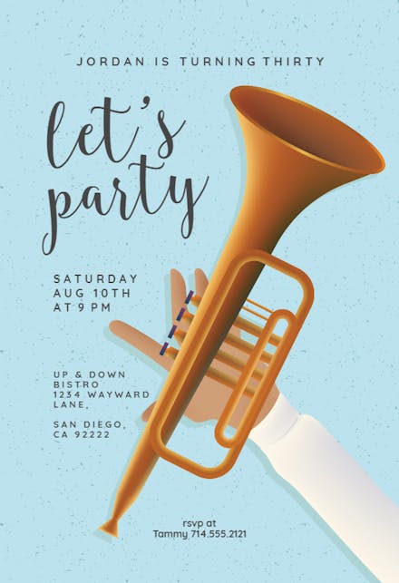 Jazz Music - Birthday Invitation Template (Free) | Greetings Island