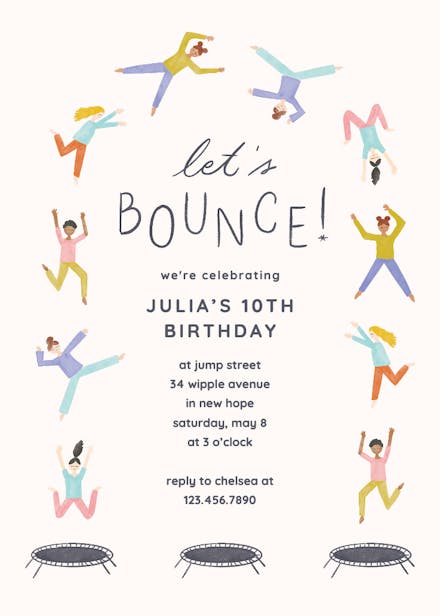 Jump Birthday Party - Birthday Invitation Template (Free) | Greetings ...