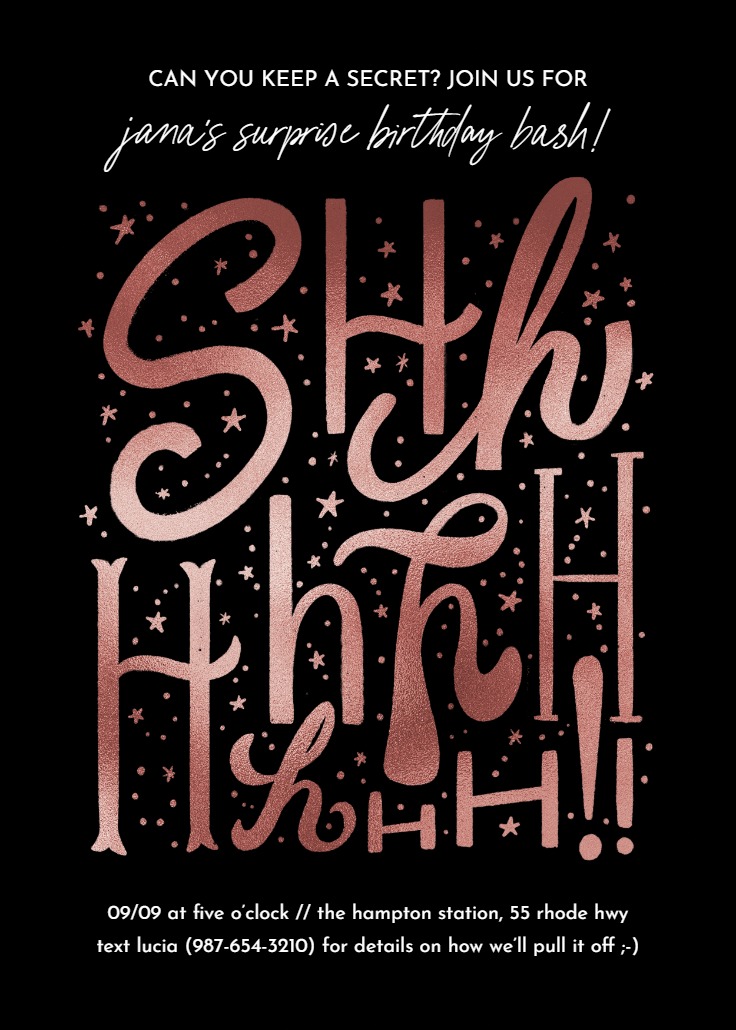 Keep a secret - Birthday Invitation Template (Free) | Greetings Island