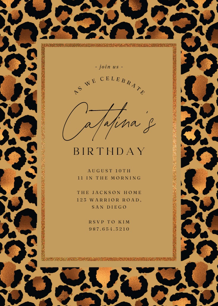 Leopard framed - Birthday Invitation Template | Greetings Island