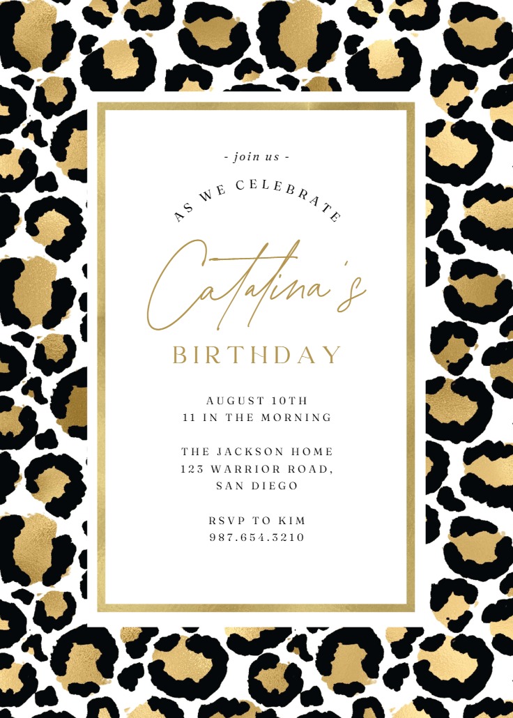 Leopard framed - Birthday Invitation Template | Greetings Island