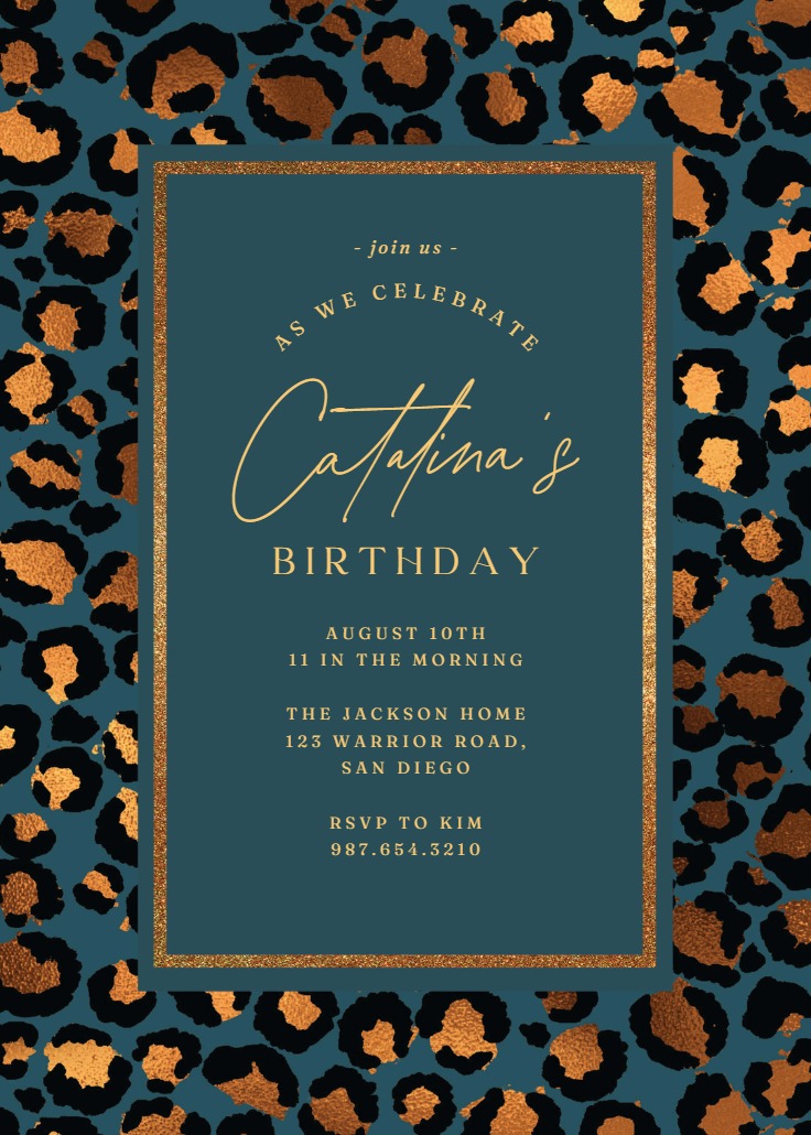 Leopard framed - Birthday Invitation Template | Greetings Island