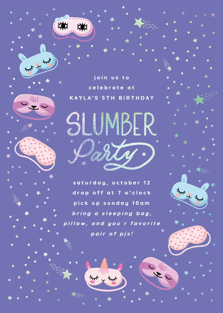 Spa Party - Sleepover Party Invitation Template (Free) | Greetings Island