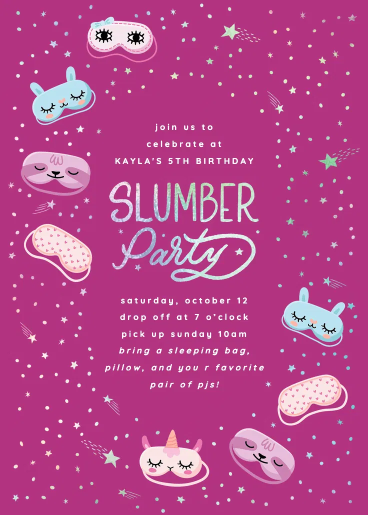 Let's Slumber Party - Sleepover Party Invitation Template | Greetings ...