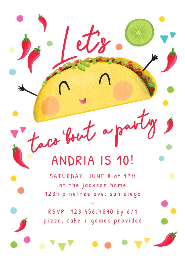 Taco bout - Birthday Invitation Template (Free) | Greetings Island