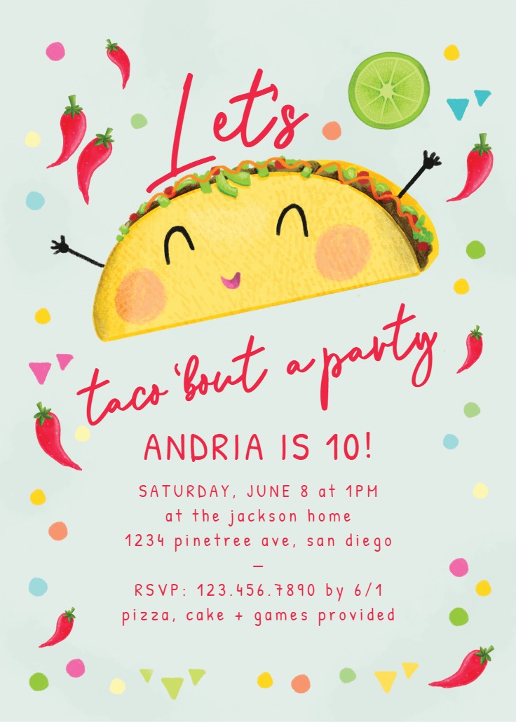 Let's taco bout party - Birthday Invitation Template | Greetings Island
