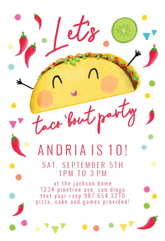 Let's Taco Bout Party - Birthday Invitation Template | Greetings Island
