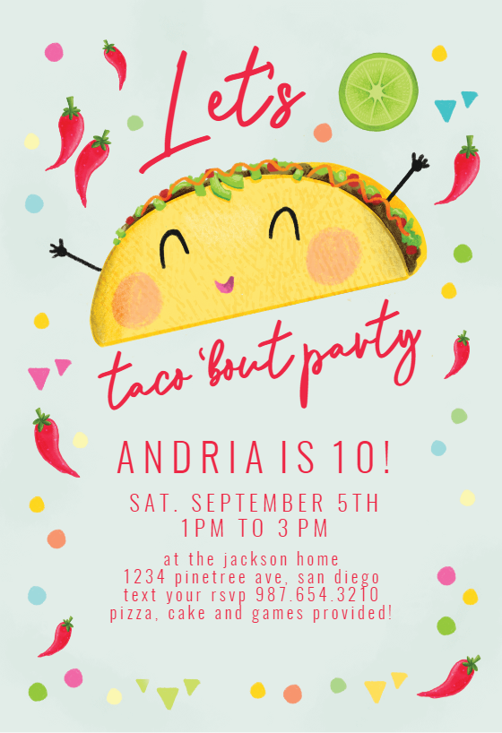 Let's Taco Bout Party - Birthday Invitation Template | Greetings Island