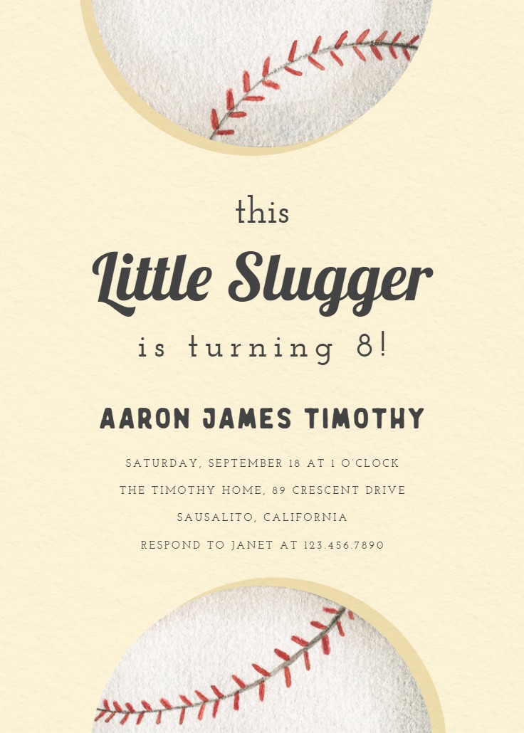 Little Slugger - Invitation Template (Free) | Greetings Island