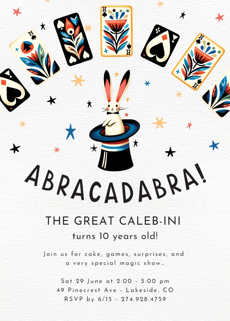 Magic Show - Birthday Invitation Template (Free) | Greetings Island